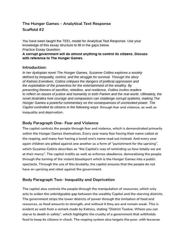 Hunger Games: Control and Oppression Analysis | PDF | The Hunger Games