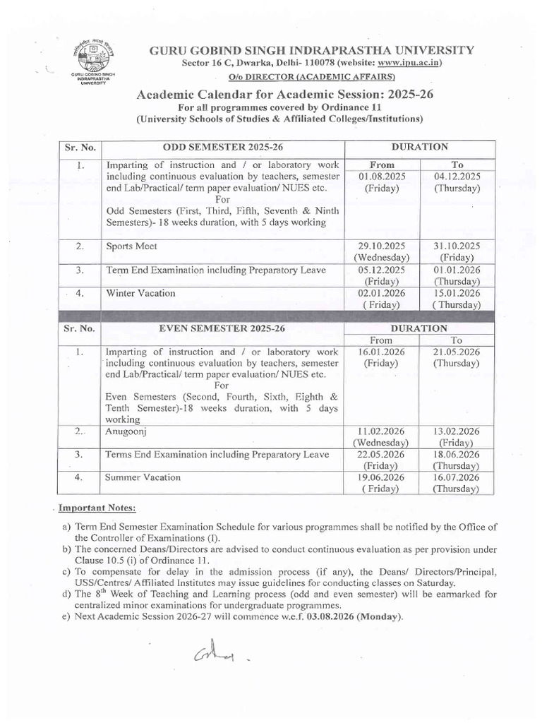 Academic Calender | PDF