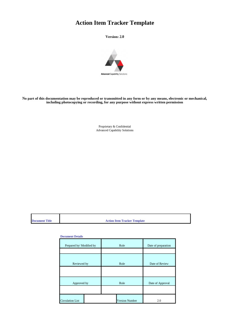 Action Item Tracker Template 2.0 | PDF | Computing