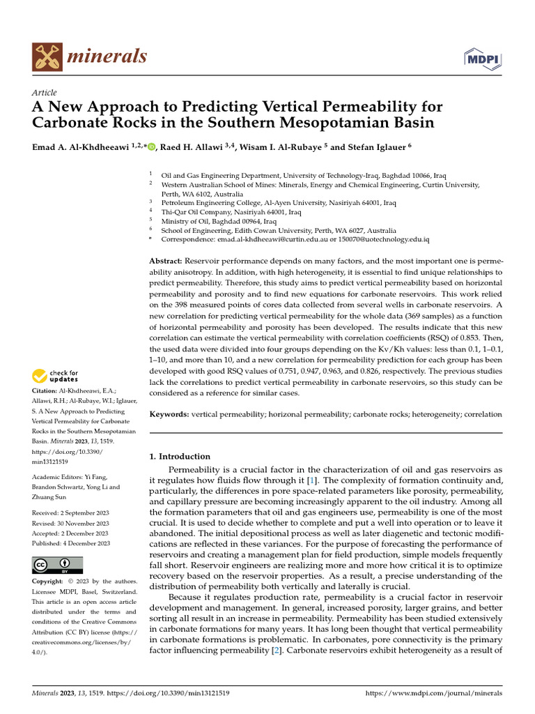 Prediction of KV KH Carbonate | PDF | Petroleum Reservoir | Porosity
