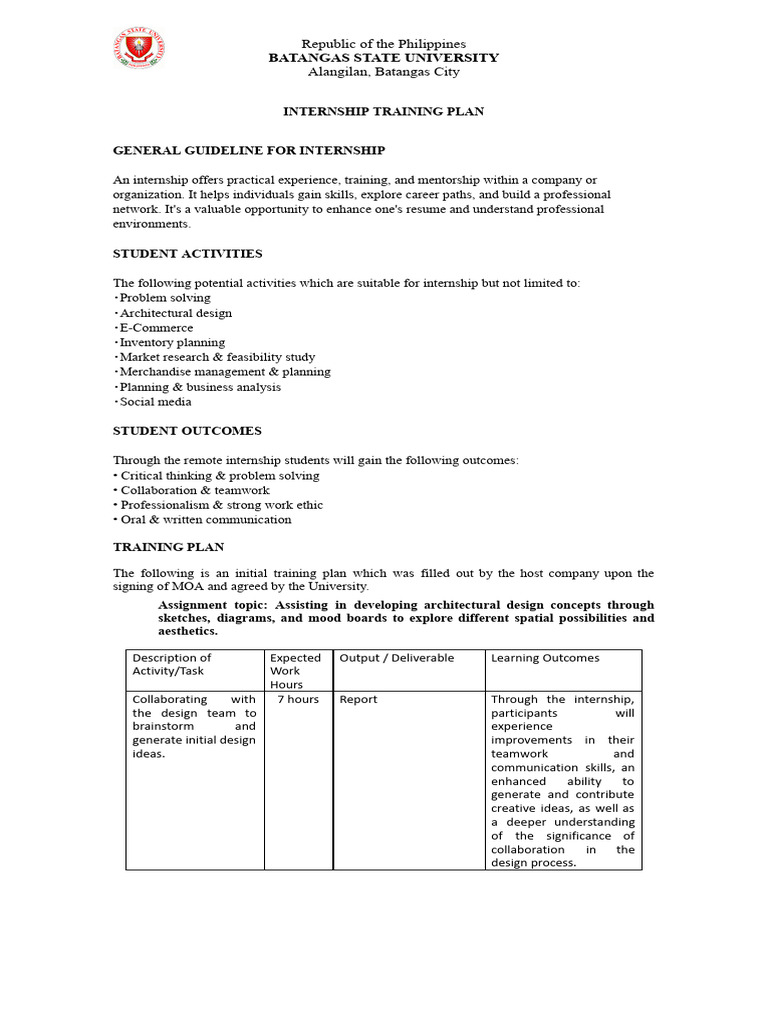 Bsu Ojt Training Plan | PDF | Design | Communication