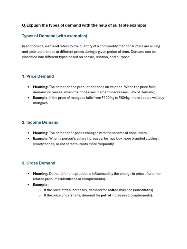 Types and Importance of Demand Explained | PDF | Demand | Forecasting