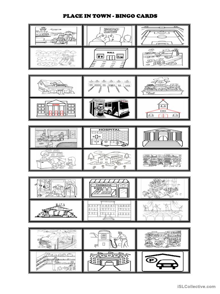 PLACES IN TOWN - Bingo Cards | PDF