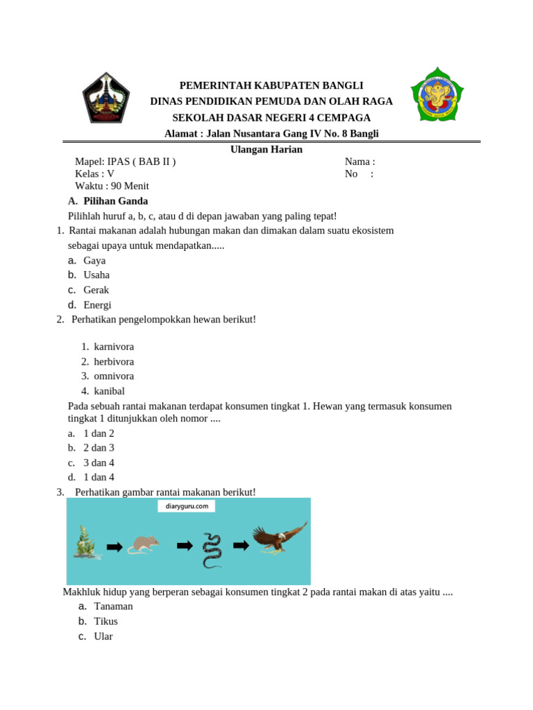 Ulangan Harian IPAS BAB II | PDF