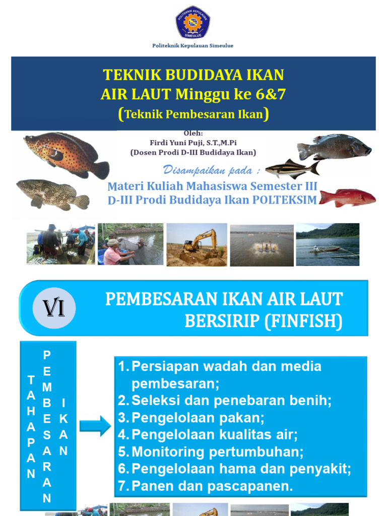Materi Teknik Budidaya Ikan Air Laut Pertemuan 6 Dan 7 | PDF