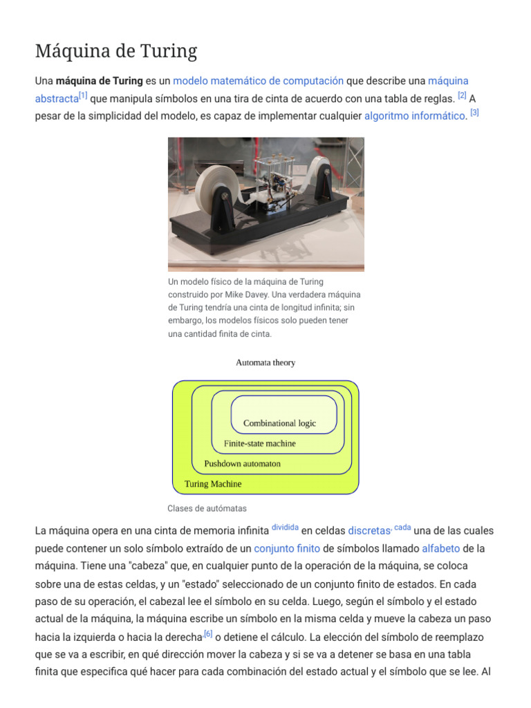 Máquina de Turing: Concepto y Función | PDF | Complejidad de tiempo ...