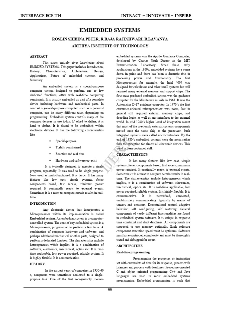 Overview of Embedded Systems | PDF | Embedded System | Microprocessor