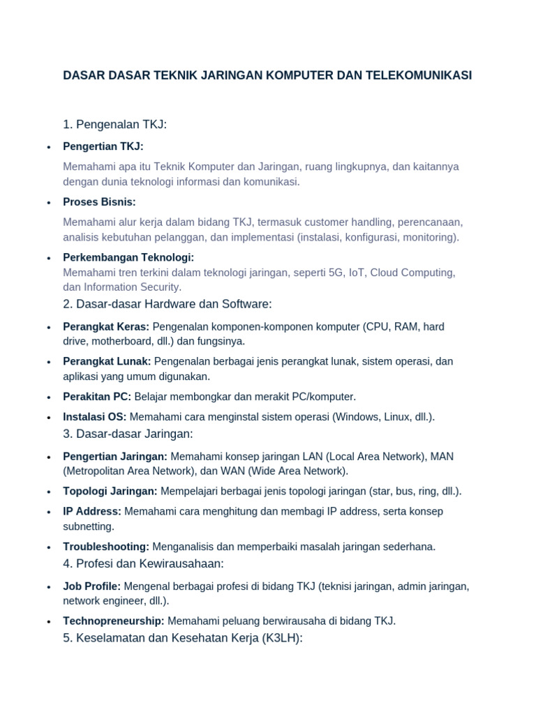 Dasar Dasar Teknik Jaringan Komputer Dan Telekomunikasi | PDF