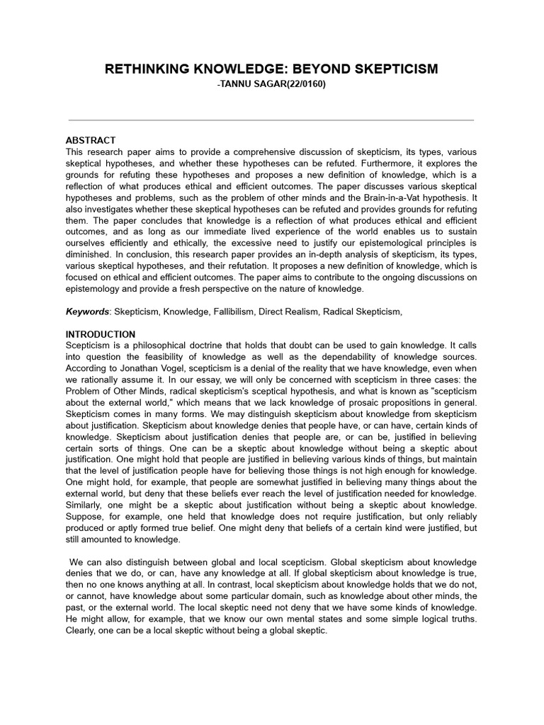 Rethinking Knowledge - Beyond Skepticism | PDF | Knowledge | Mind