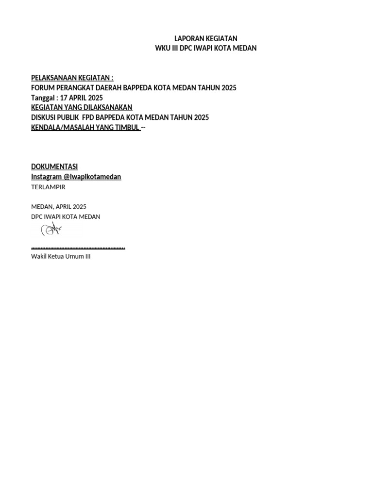 Kegiatan DPC IWAPI Medan 2025 | PDF