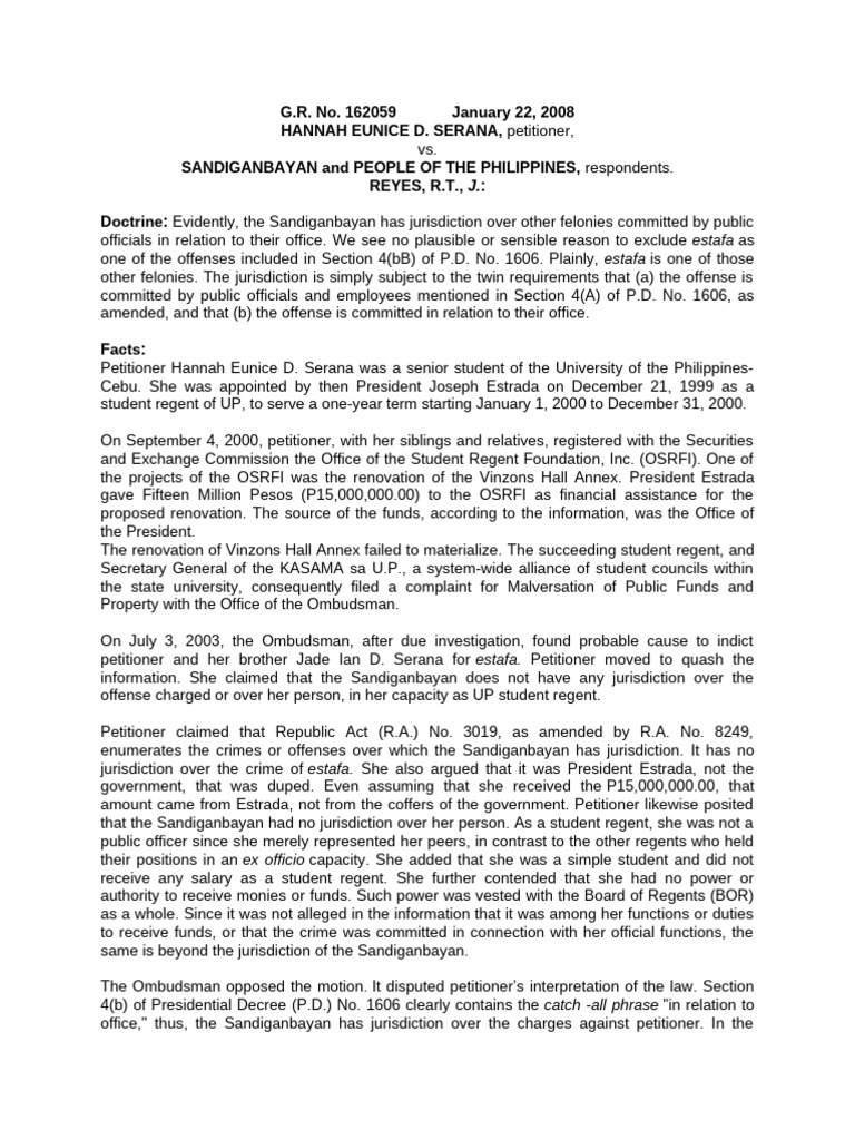 Serana vs Sandiganbayan | PDF | Jurisdiction | Common Law