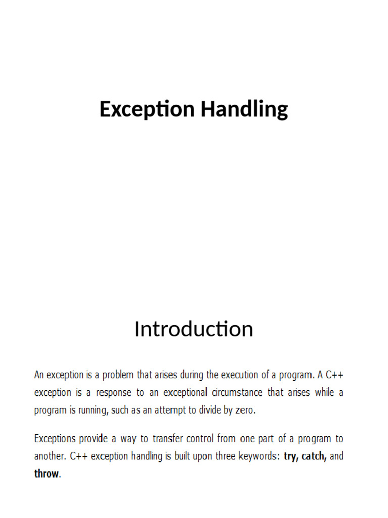 Lecture-11 (Exception Handling) | PDF