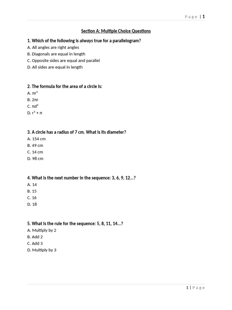 Math Gr 7 Summative | PDF | Circle | Rectangle