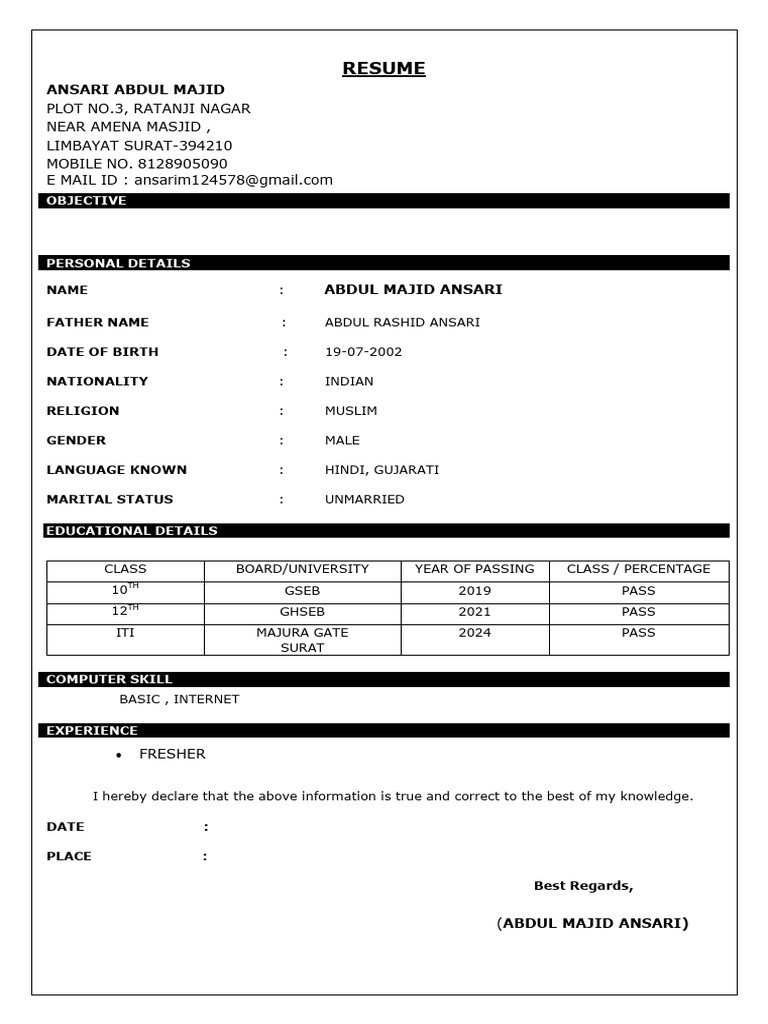 Abdul Majid Resume | PDF