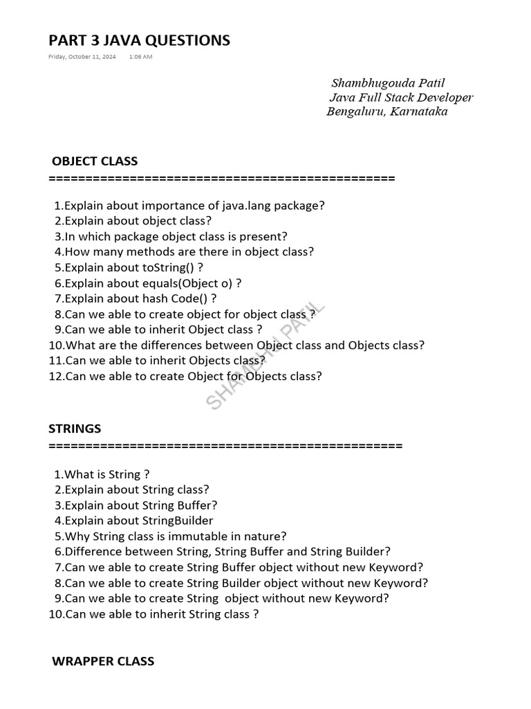 Java Part 3 - Shambhu Patil | PDF | Software Engineering | Computer Programming