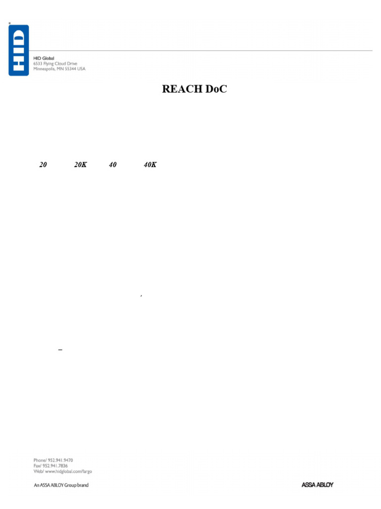 Reach Declaration Signo 20 20k 40 40k | PDF