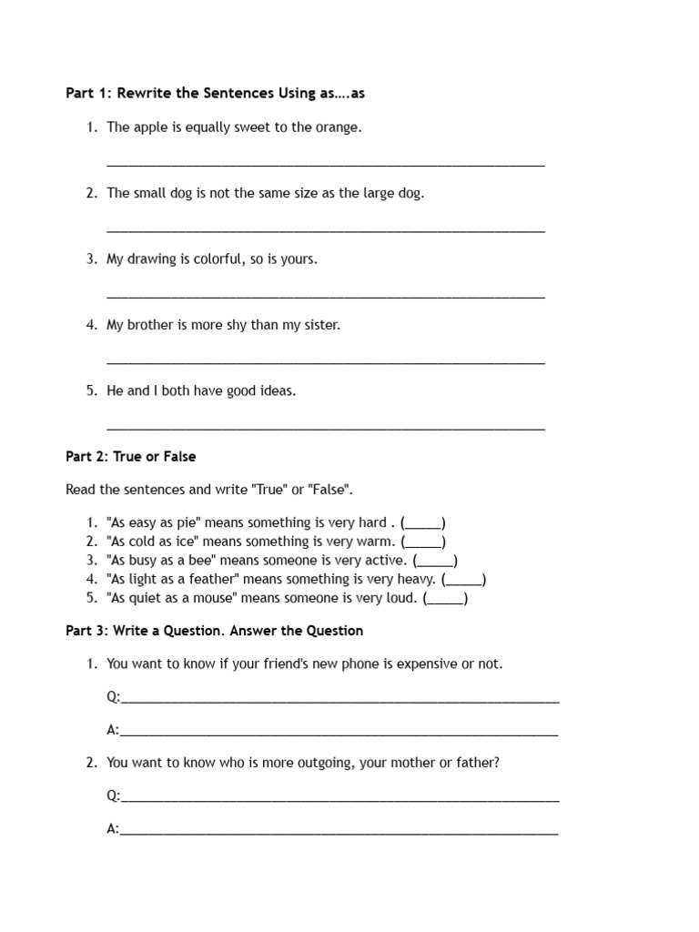 As as Worksheet | PDF