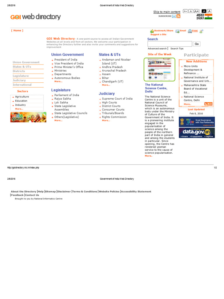 Government of India Web Directory | PDF | Government Of India ...