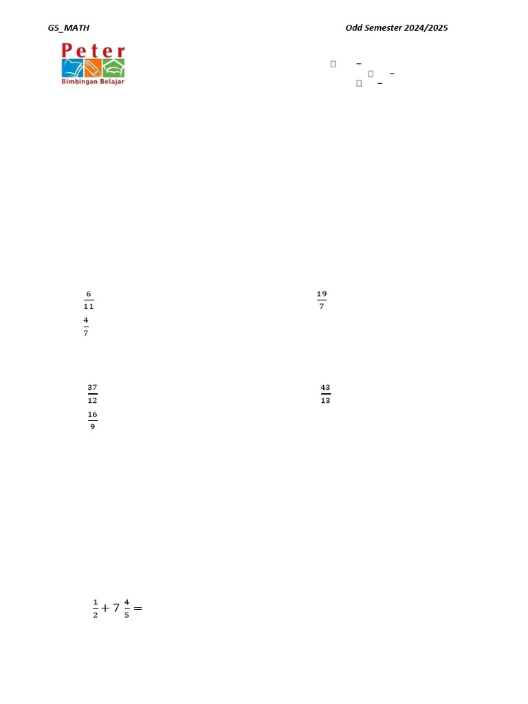 G5 Math Review: Fractions Exercises | PDF | Chess Theory | Chess