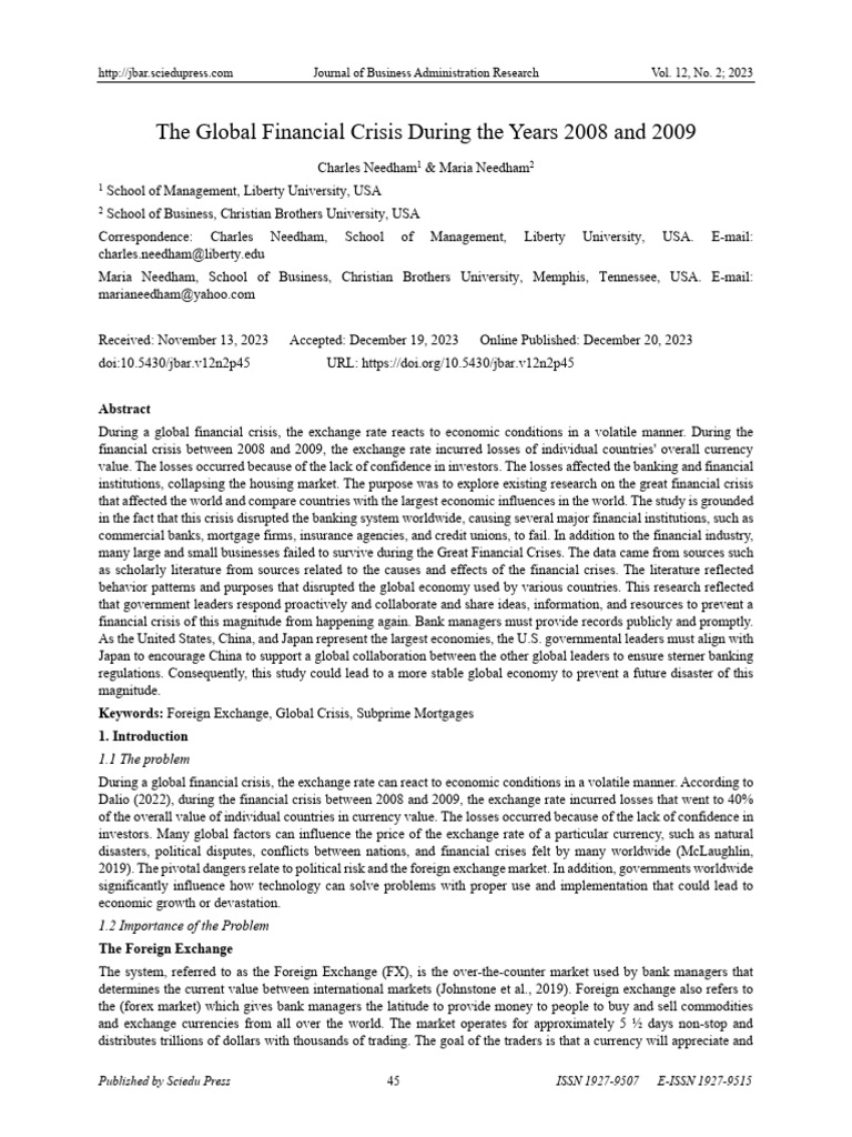 Global Financial Crisis Analysis 2008-2009 | PDF | Margin (Finance ...