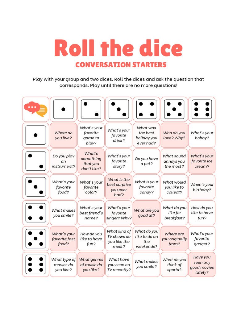 1.conversation Starters Dice Game | PDF
