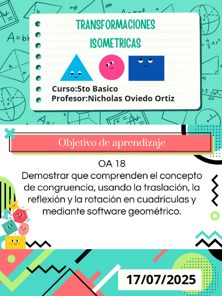 Transformaciones Isométricas en 5to Básico | PDF
