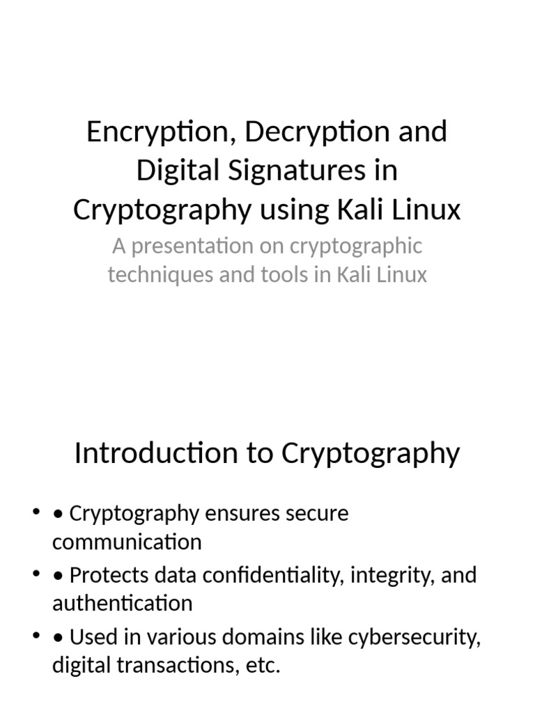 Cryptography Kali Linux | PDF