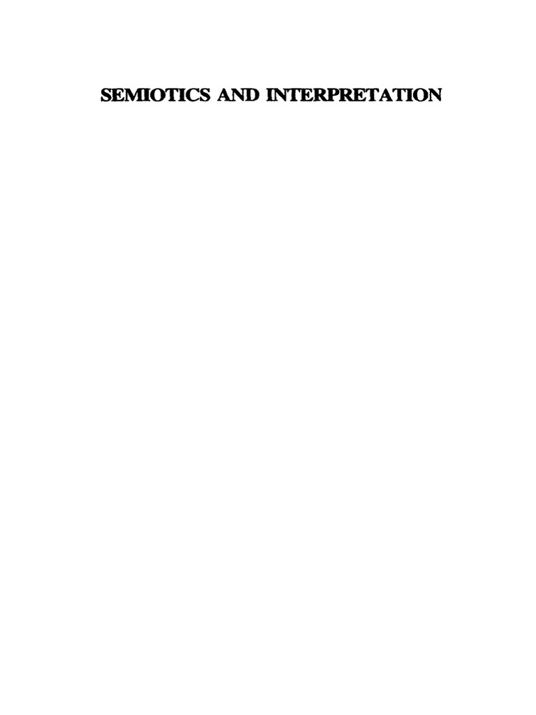 Semiotics and Interpretation - Nancy F Cott | PDF | Semiotics | Deconstruction