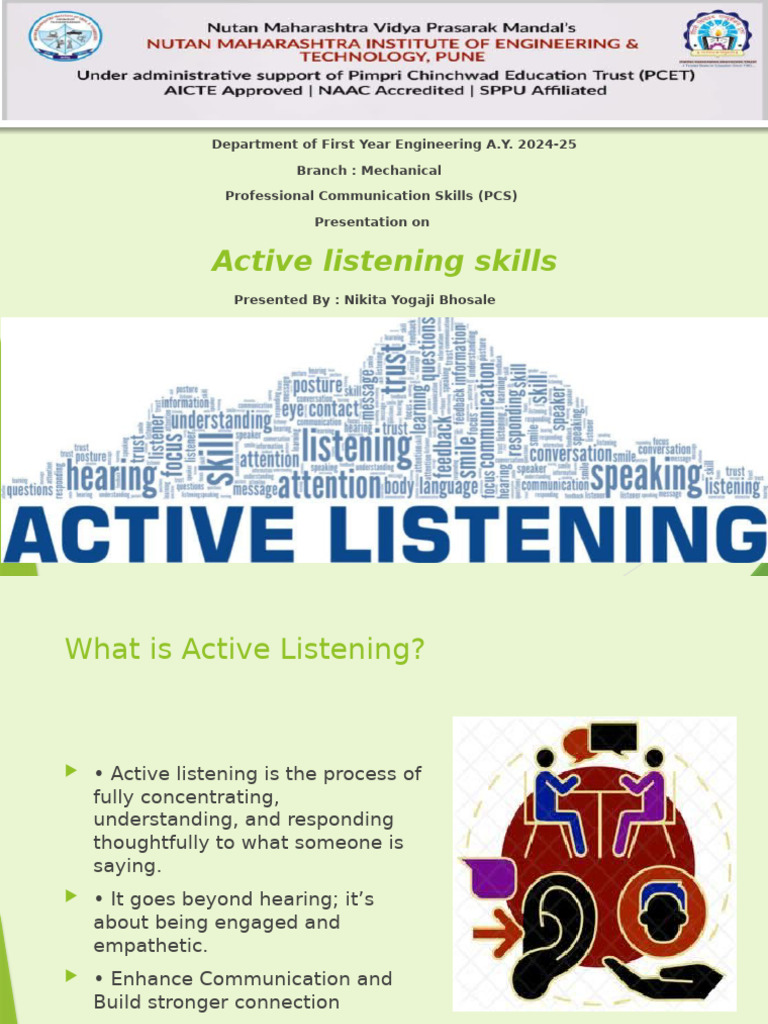 Active Listening Skills Overview | PDF | Psychology | Communication