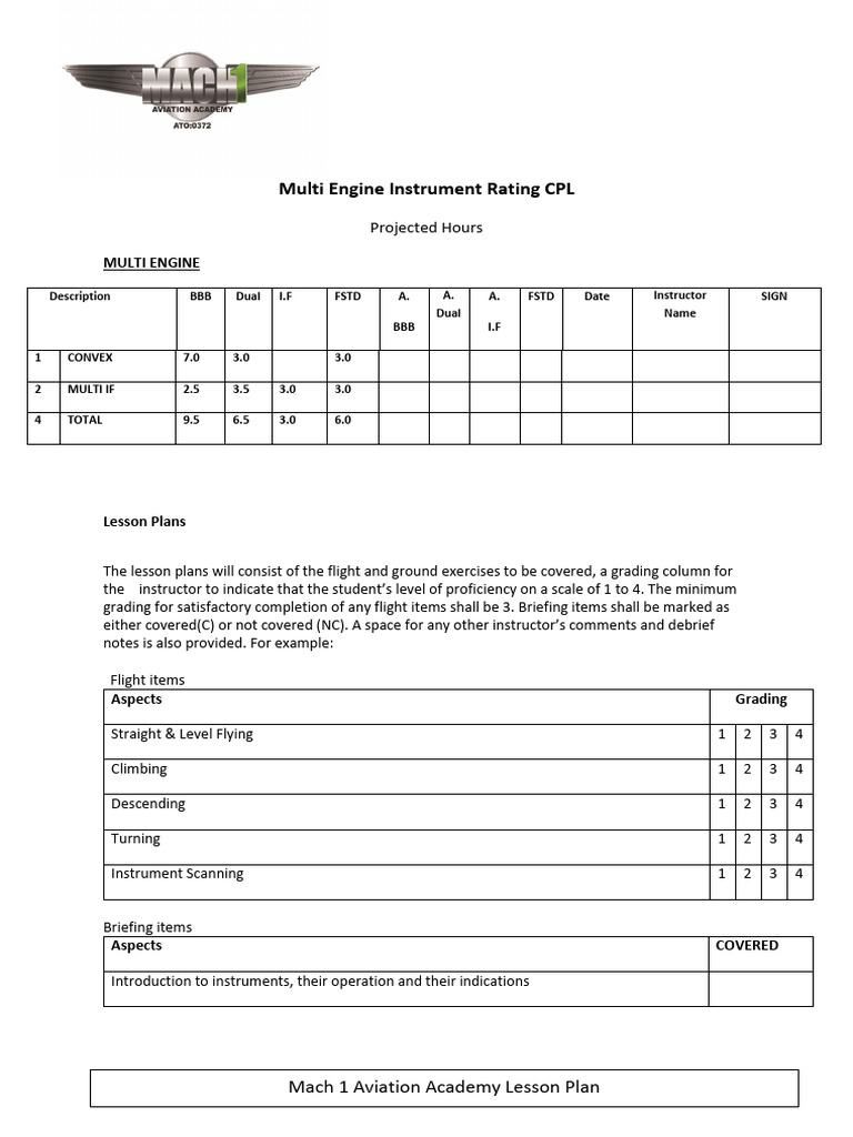 Multi Engine Instrument Rating Syllabus | PDF | Flight Instructor ...