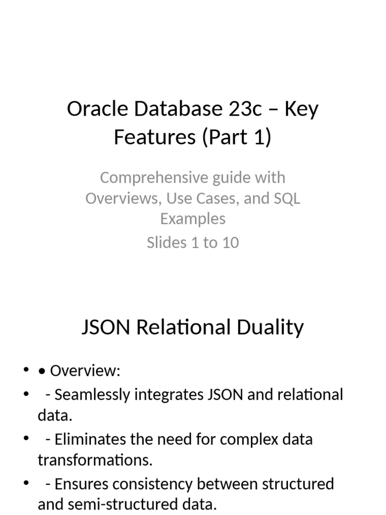 Oracle 23c Part 1 Slides | PDF | Sql | Relational Model