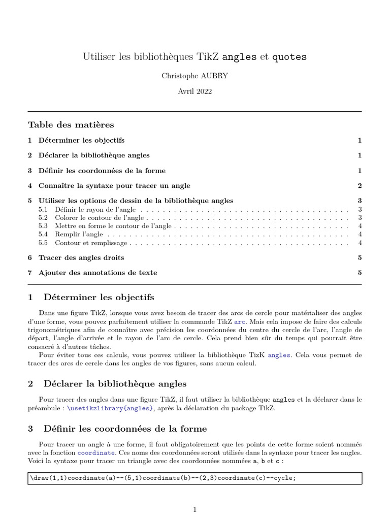 Tracer des angles avec TikZ angles | PDF | Angle | Triangle