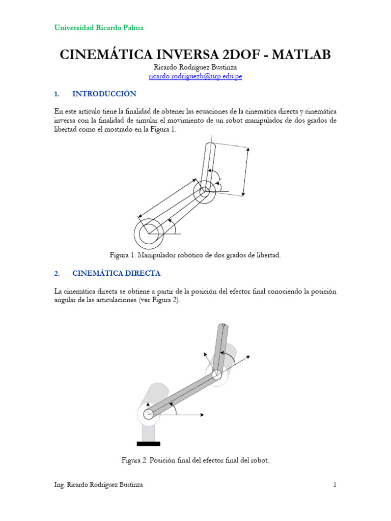 Cinemática Inversa 2DOF Matlab | PDF | Matemáticas Aplicadas ...
