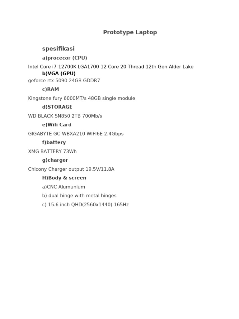 Prototype Laptop | PDF