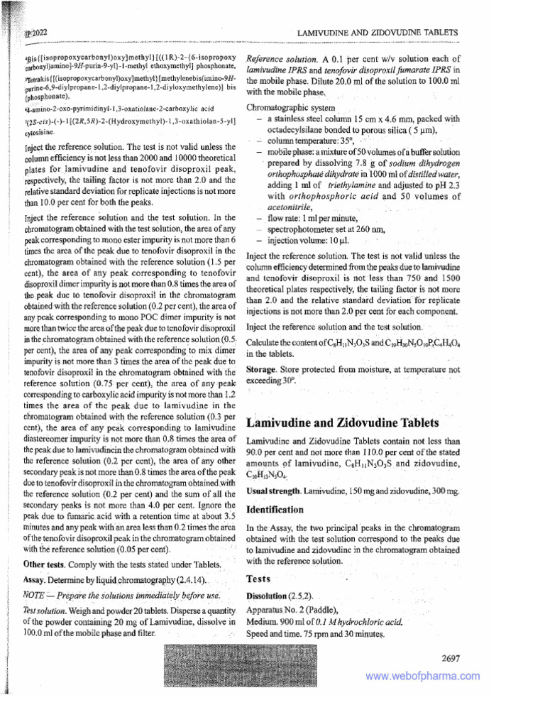 ZLDT Tablets - IP 2022 Monograph | PDF