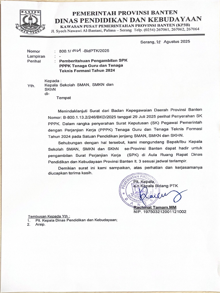 Pemberitahuan Pengambilan SPK P3K | PDF
