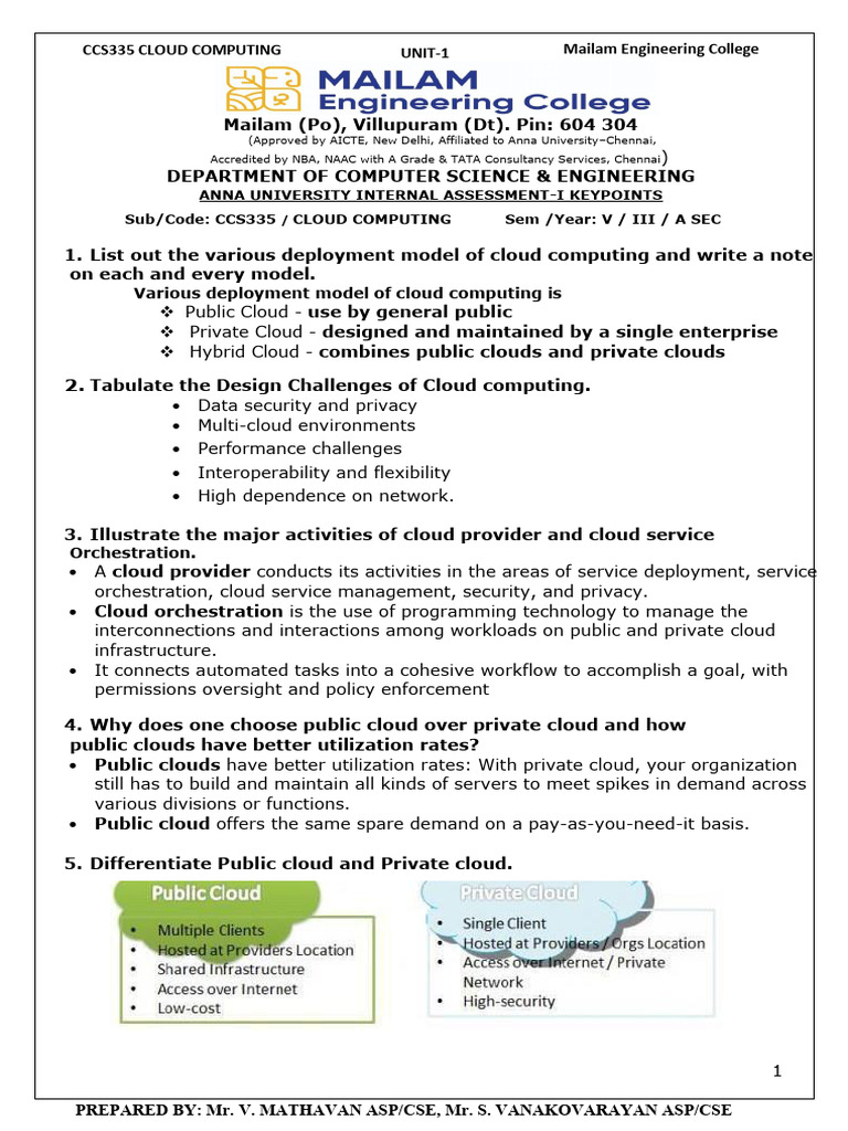 CC Iat1 2025 Key Points A | PDF | Cloud Computing | Peer To Peer