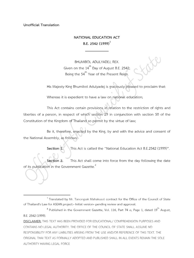 National Education Act Thailand 1999 | PDF | Learning | Evaluation