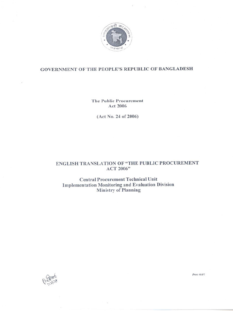 Public Procurement Act 2006 | PDF