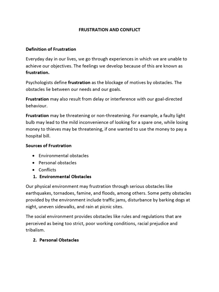 Understanding Frustration and Conflict | PDF | Motivation | Motivational