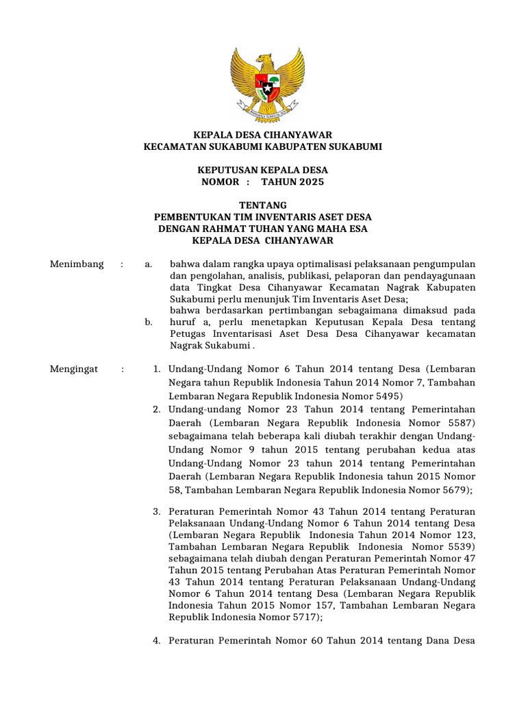 Pembentukan Tim Inventaris Aset Desa | PDF