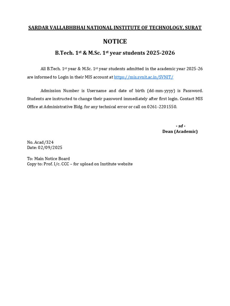 Notice MIS Login | PDF
