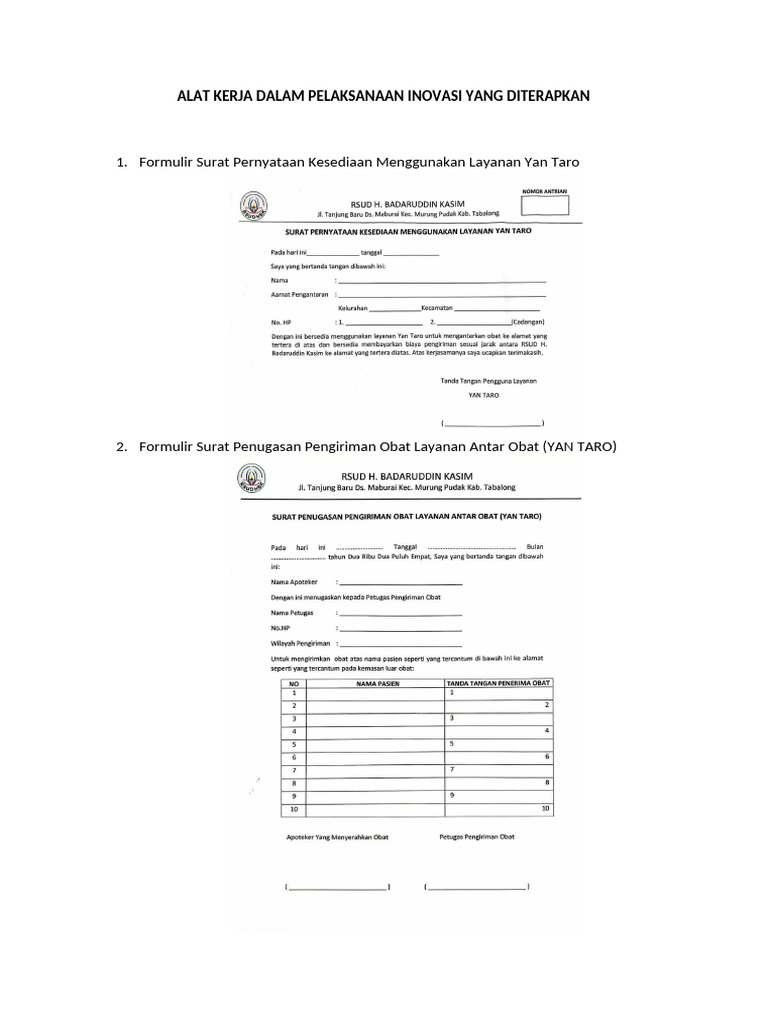 Alat Kerja Inovasi Layanan Yan Taro | PDF