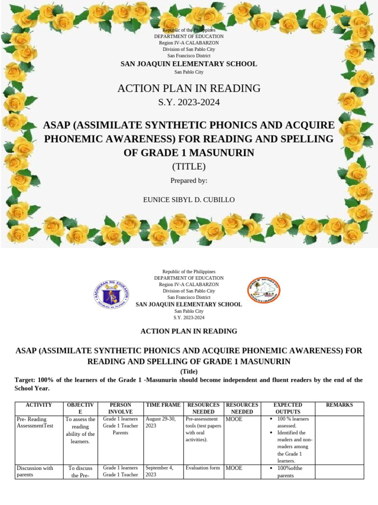 ASAP ACTION PLAN-reading Action Plan 2023-24 | PDF | Phonics | Reading ...