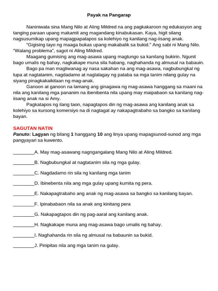 Payak Na Pangarap | PDF