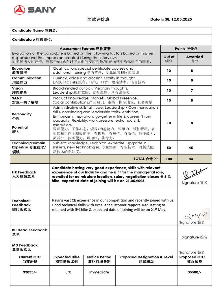 ASM Interview Assessment Sheet - Gnanasekar | PDF | Psychology | Human ...
