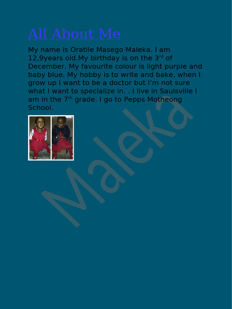 All About Me Masego Maleka 7.1 | PDF