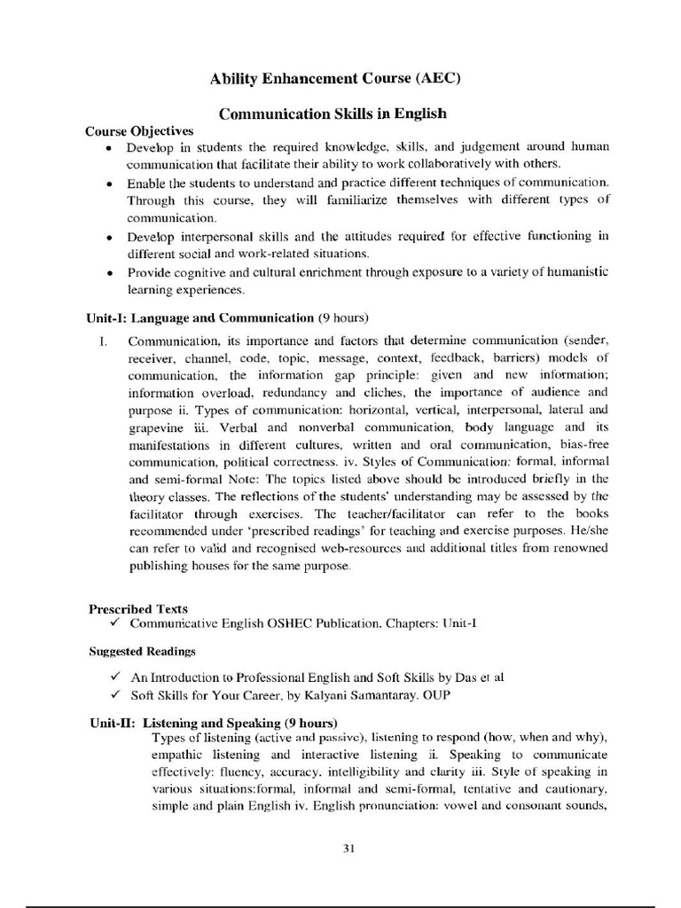 AEC (Eng) Syllabus | PDF