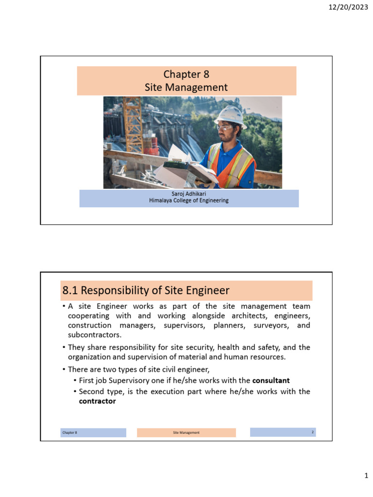 Site Engineer Responsibilities in Construction | PDF | Employment | Safety