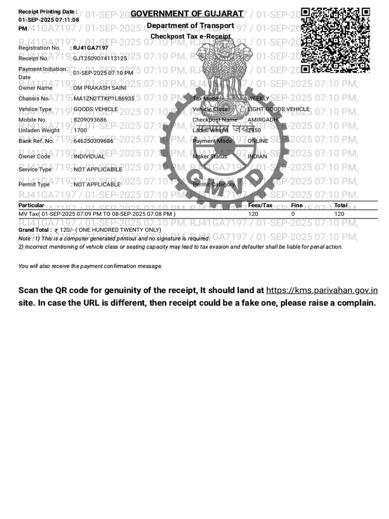 HP Goods Tax Online Payment Receipt | PDF | Payments